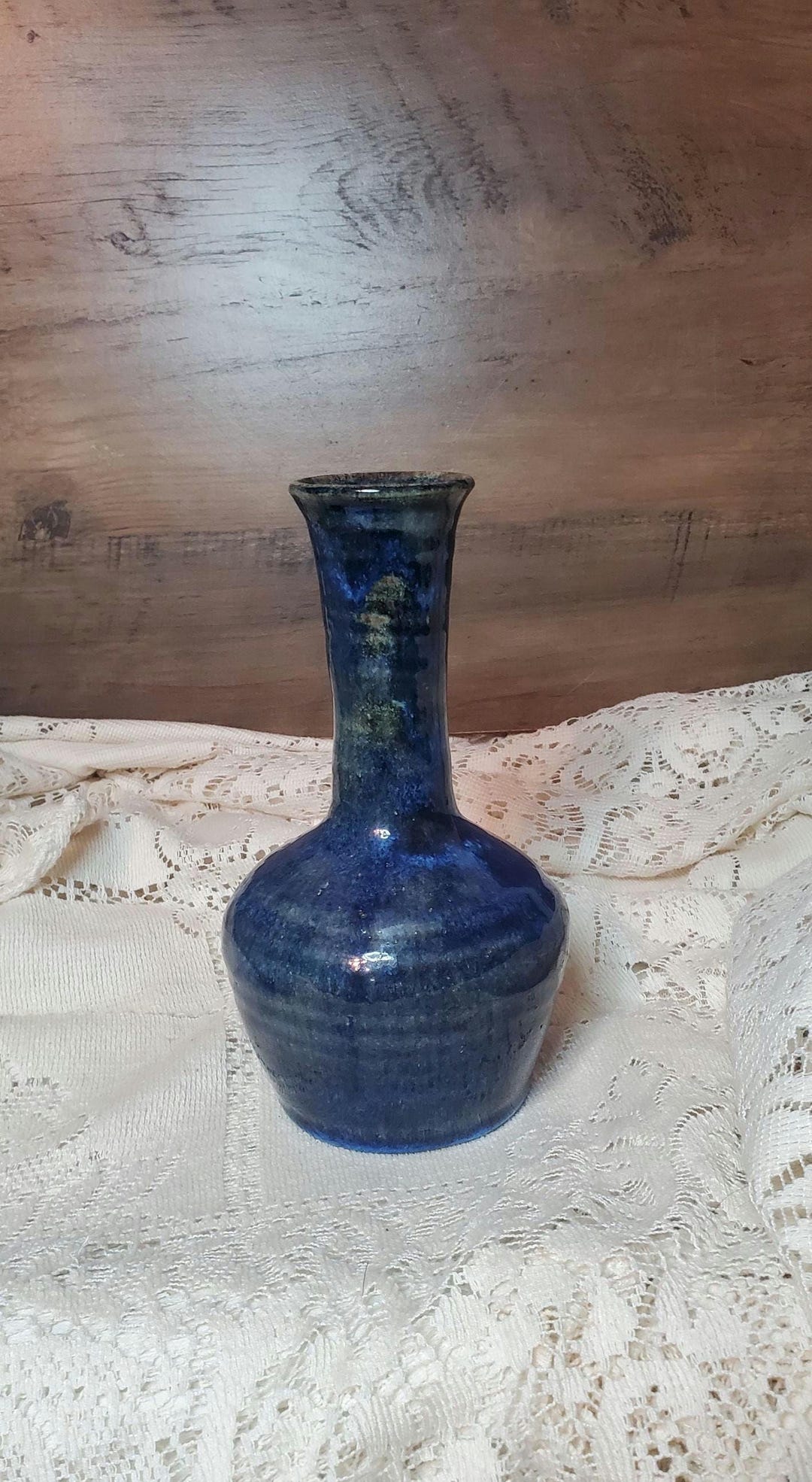Colbert Blue Glazed Pottery Bud Vase Vintage 1977 Signed - Etsy
