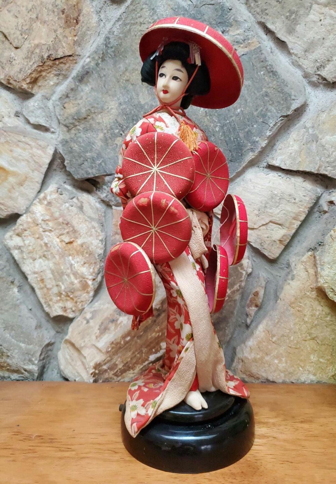 Vintage 1960's Japanese Hat Dance Geisha Doll With Seven Hats 16” Tall ...