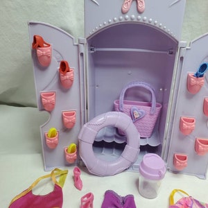 Barbie Doll Closet Dresser Furniture Shoe Rack Swimsuit Skirt Shoes ...