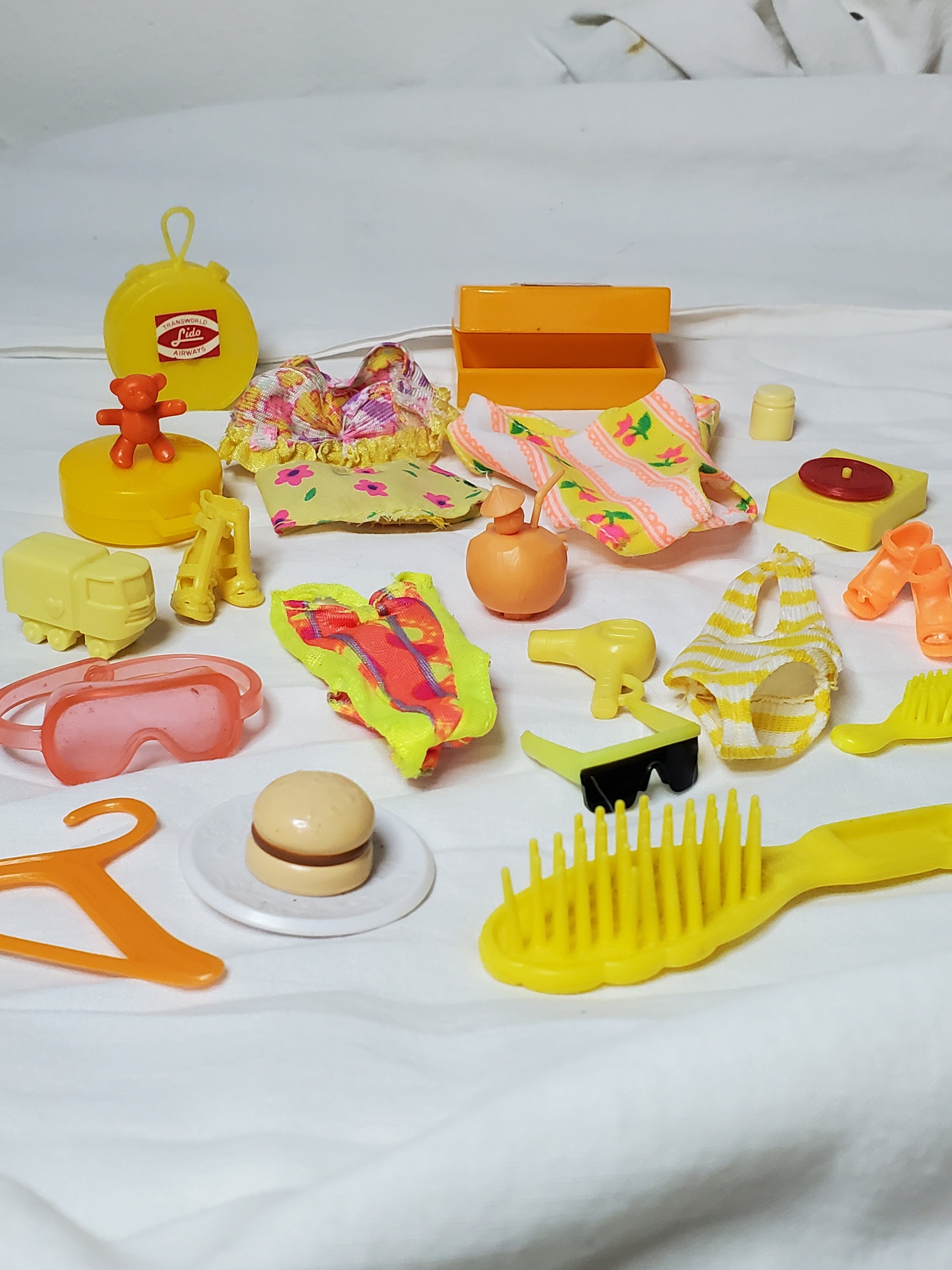 Barbie Doll Swim Suit Clothes Accessories Set Lot Brush Shoes Suitcase ...