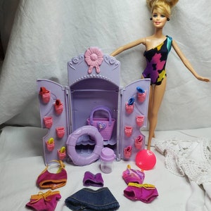 Barbie Doll Closet Dresser Furniture Shoe Rack Swimsuit Skirt Shoes ...