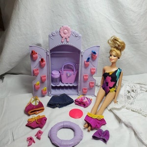 Barbie Doll Closet Dresser Furniture Shoe Rack Swimsuit Skirt Shoes ...