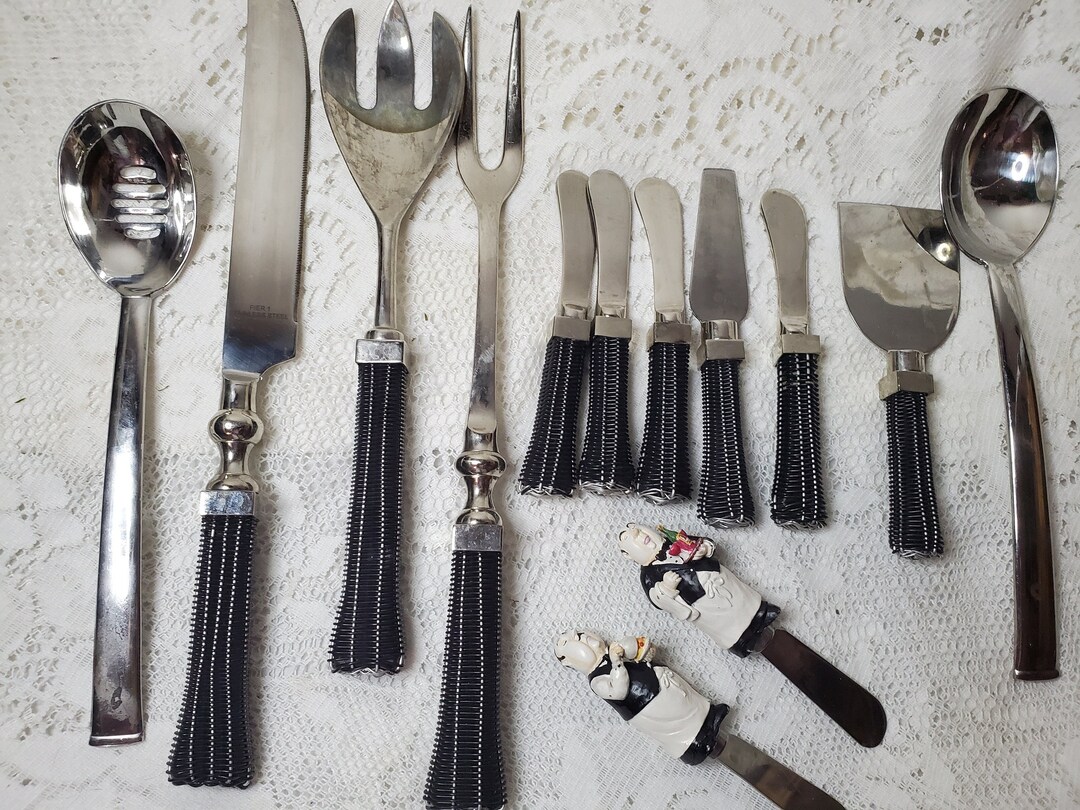 Basket Weave Stainless Silverware Cutlery Utensils Cheese Spreader ...