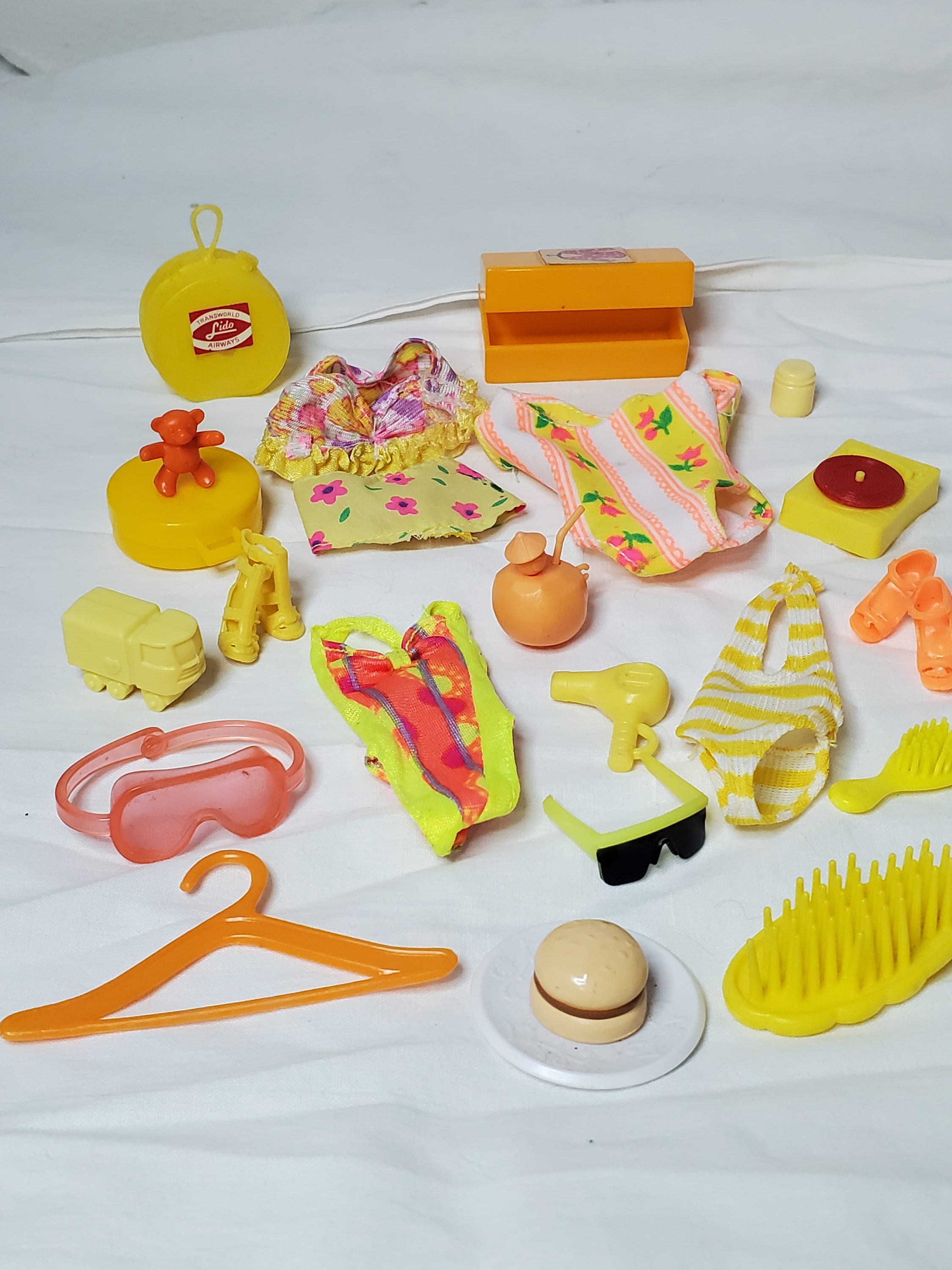 Barbie Doll Swim Suit Clothes Accessories Set Lot Brush Shoes Suitcase ...