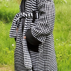 Crochet Houndstooth Coat Pattern: Classic Duster Jacket (PDF) in ...