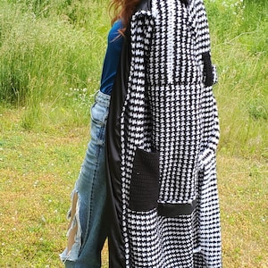 Crochet Houndstooth Coat Pattern: Classic Duster Jacket (PDF) in ...
