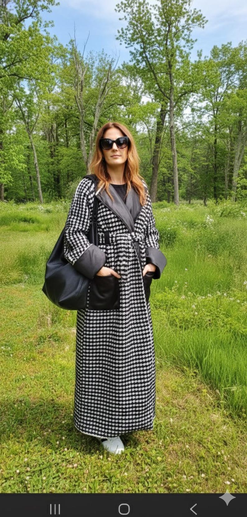 Crochet Houndstooth Coat Pattern: Classic Duster Jacket (PDF) in ...