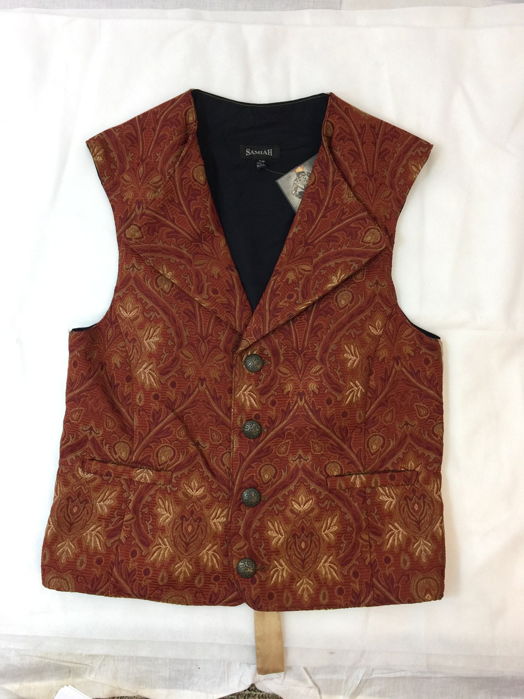 The Jacob Vest in Rust Tapestry Size XS - Etsy