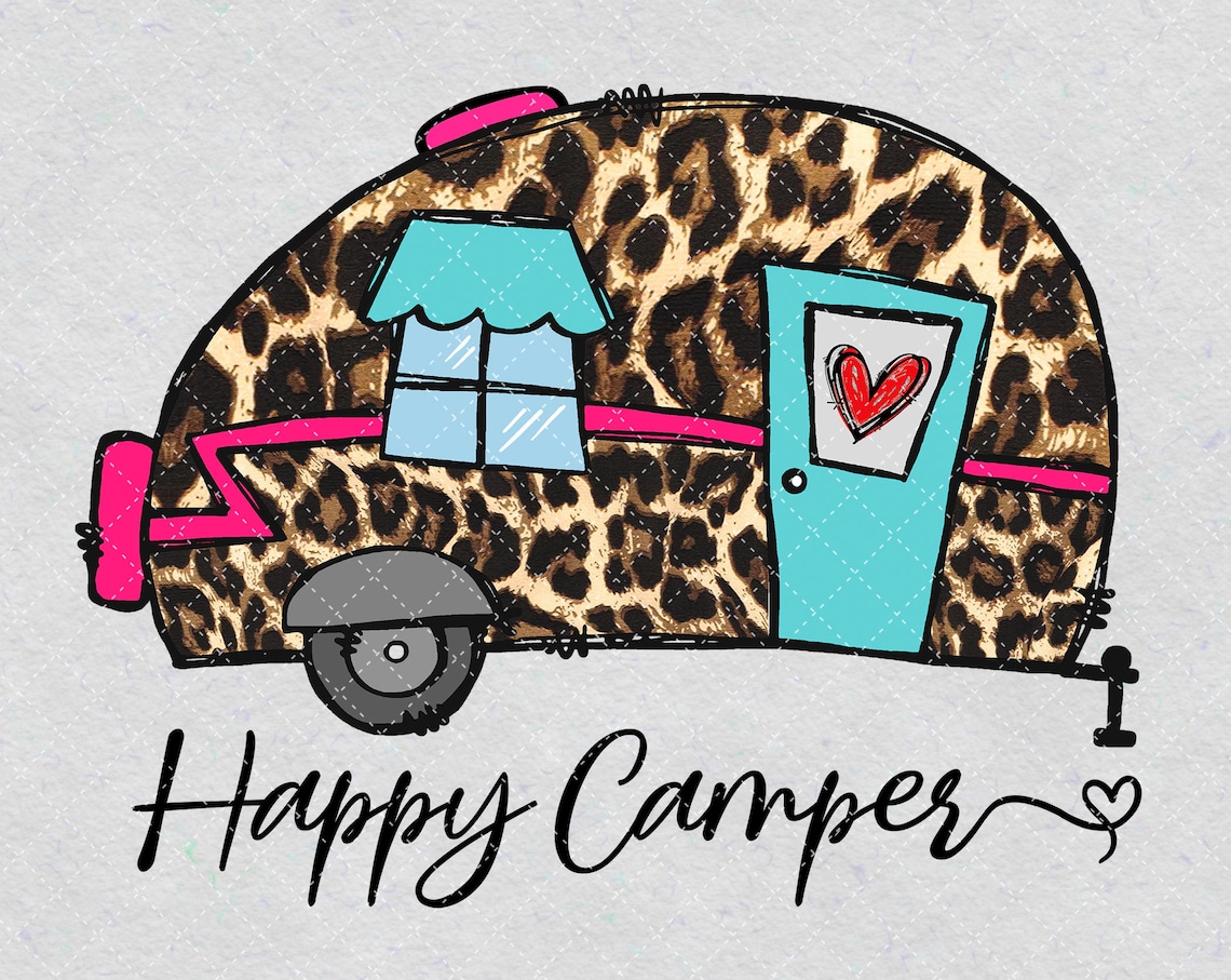 Happy Camper Png Printable Camping Png Leopard Camping Etsy