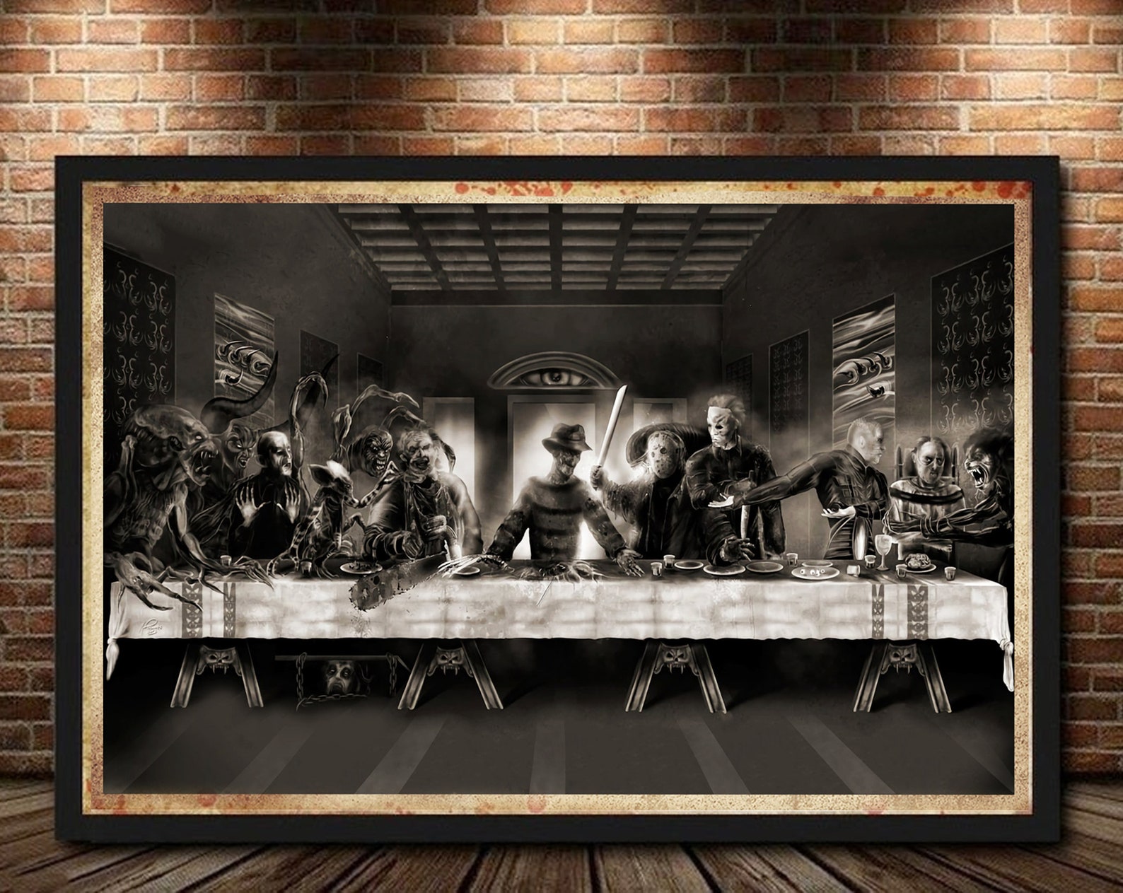 Horror Characters The Last Supper Poster Print Horror Movie Etsy