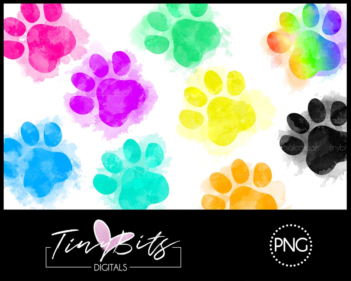 Multicolor Watercolor Paw Print Pngs Paw Print Png File - Etsy
