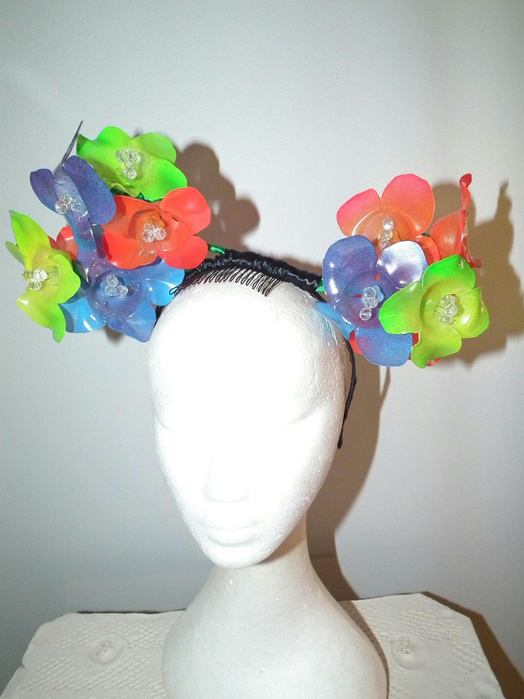SPRING CONFETTI Flower Colour Headpiece Designer Plastic Millinery ...