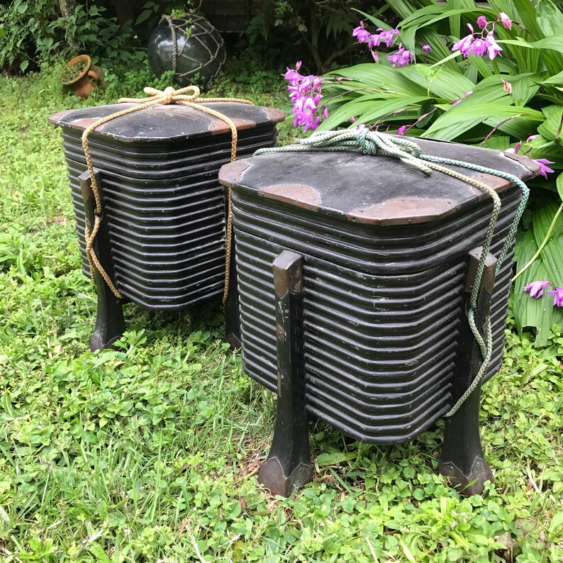 Rare Antique Japanese Black Lacquered Square Hokai Box Edo Period ...