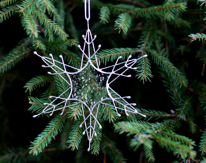 Clear Stained Glass Snowflakes Suncatcher, Silver Snowflake Decoration ...