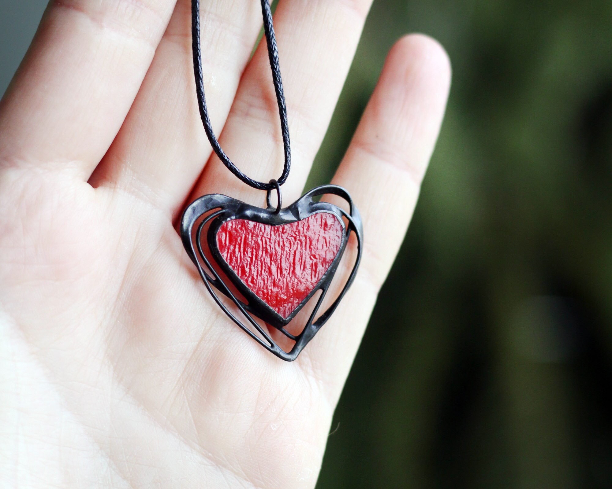 Red Heart Necklace Statement Valentine's Day Gift Love | Etsy