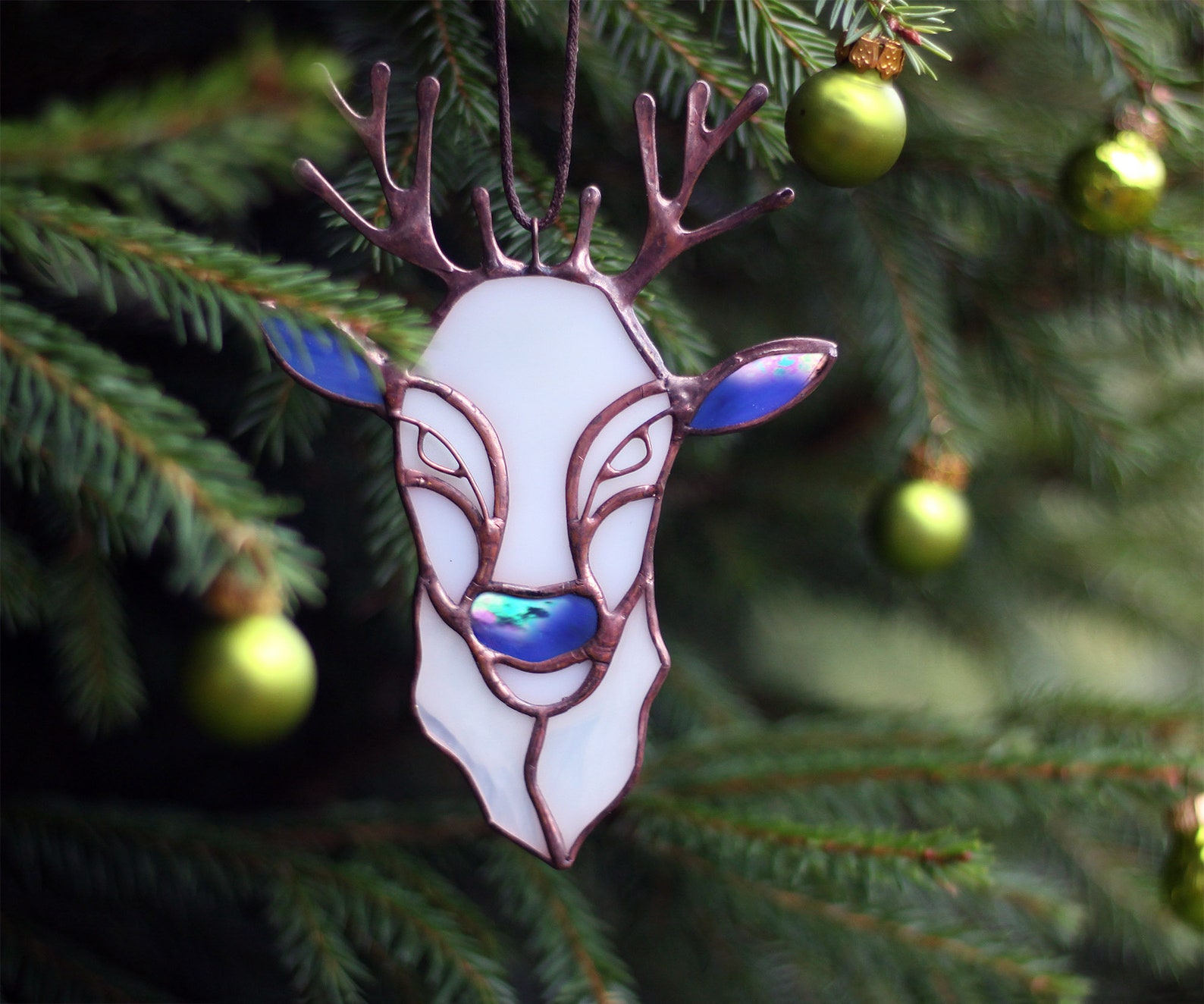 Reindeer Stained Glass Suncatcher Christmas Festive Holiday - Etsy