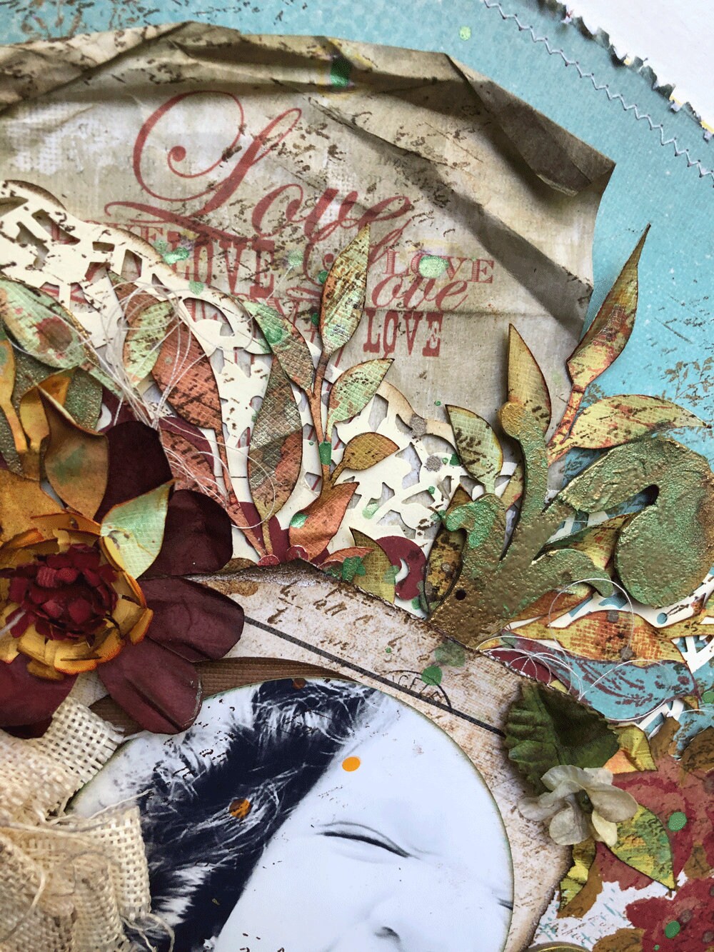 Handmade Shabby Chic Premade 12 X 12 Blue and Cream Scrapbook Layout ...