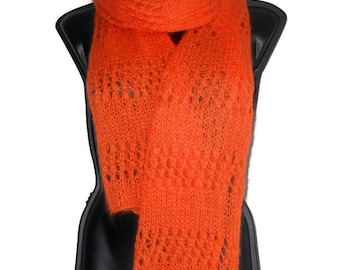 Orange knit scarf | Etsy