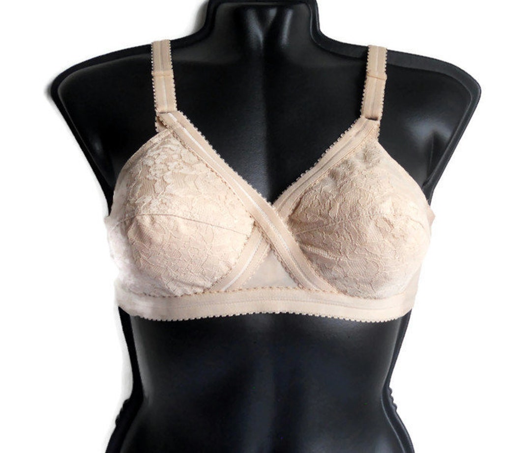 Ladies Lingerie Bra Vintage Italy Beige Lace Criss Cross Bra Lined in Cotton - Etsy