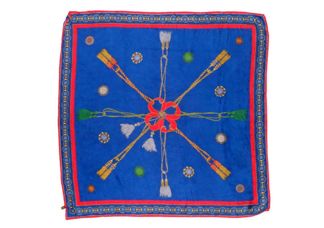 Square Silk Neck Scarf Vintage Italy by Renato Balestra Blue Silk Head ...