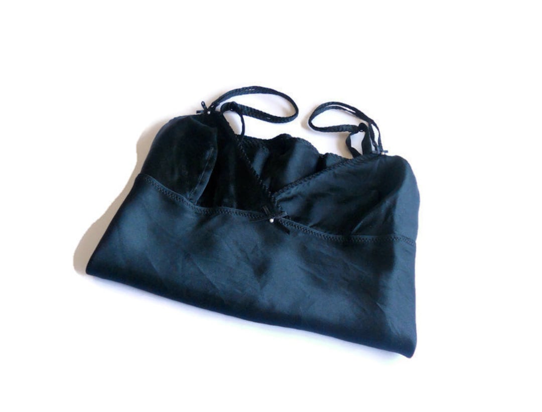 Lingerie Di Seta Nera M Slip Top Canotta Intima Da Donna in Raso Di ...