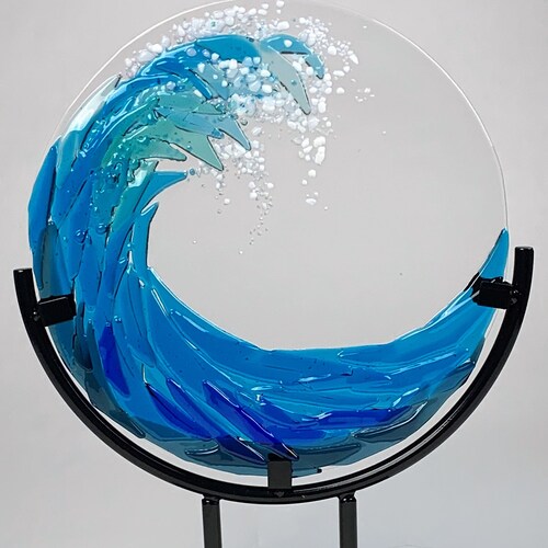 Blue Wave Glass Panel - Etsy