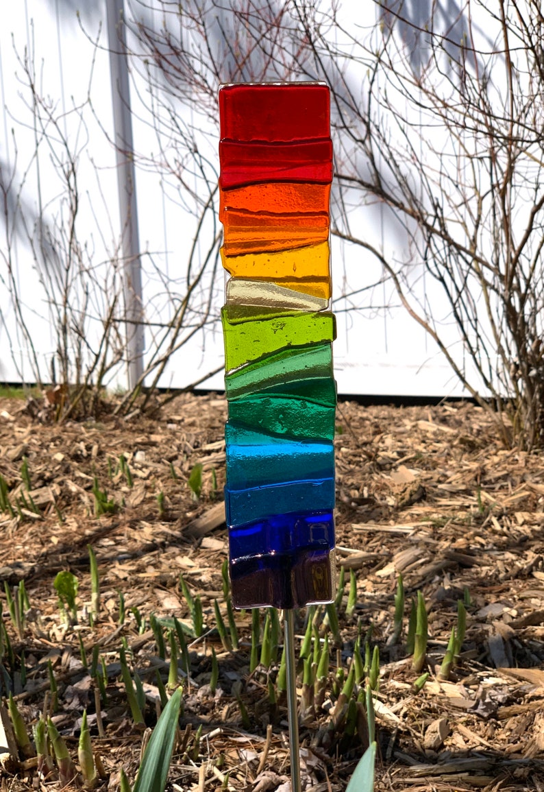 Rainbow Glass Garden Art - Etsy