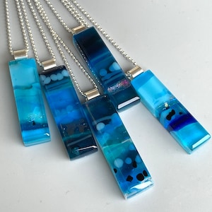 Turquoise Blue Impressions Glass Necklace - Etsy