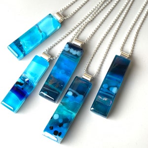 Turquoise Blue Impressions Glass Necklace - Etsy