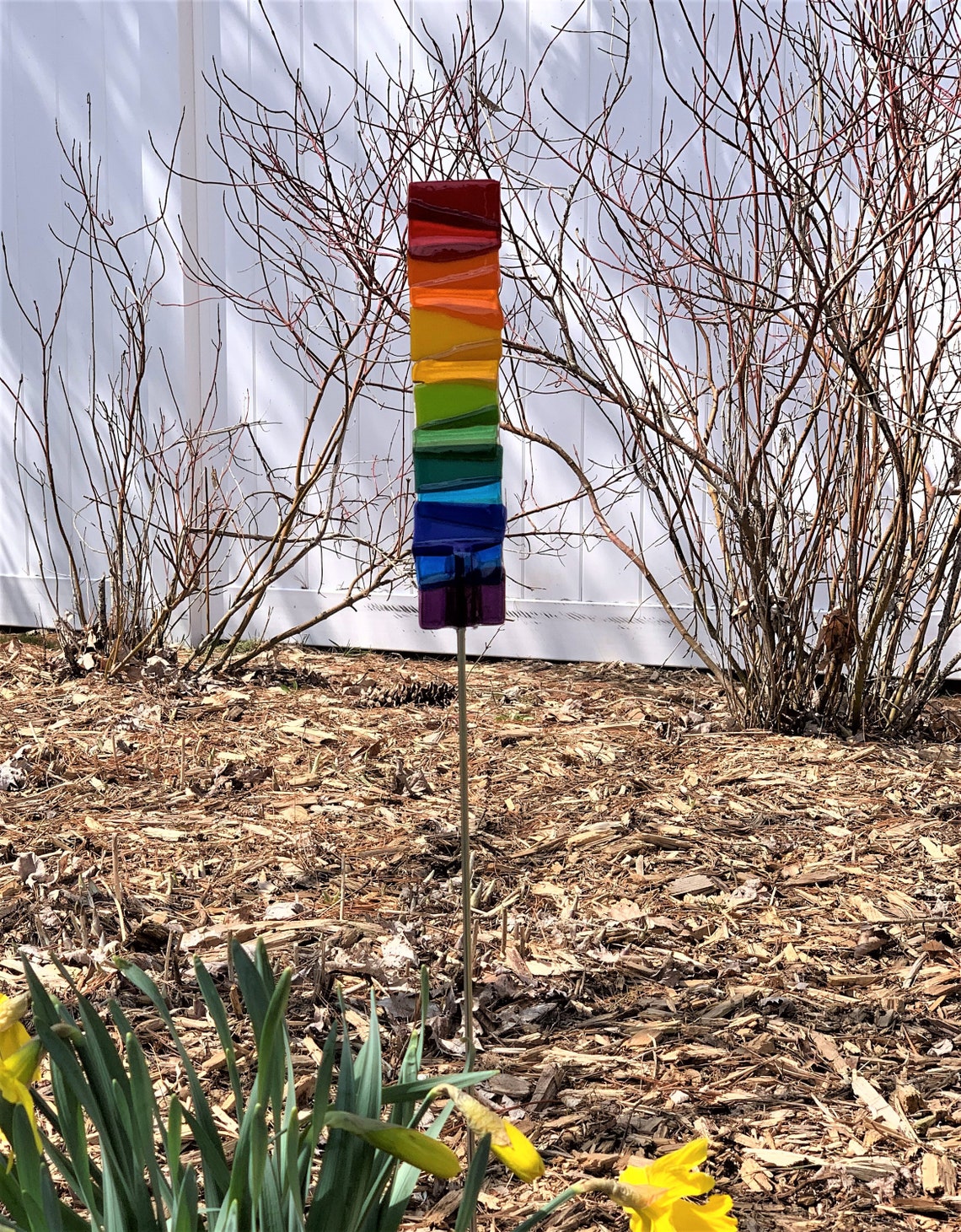 Rainbow Glass Garden Art - Etsy