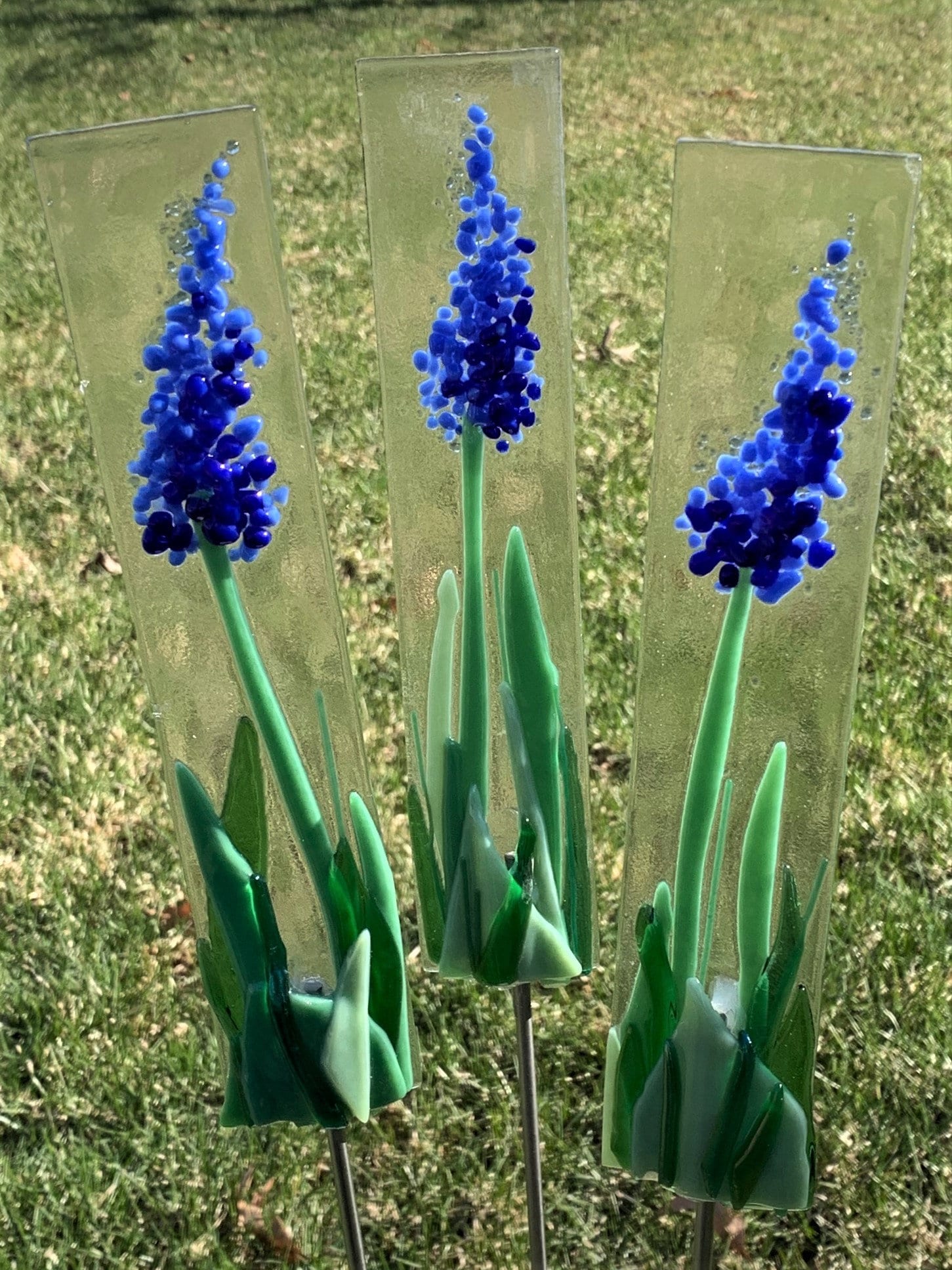 Blue Flower Glass Garden Art | Etsy