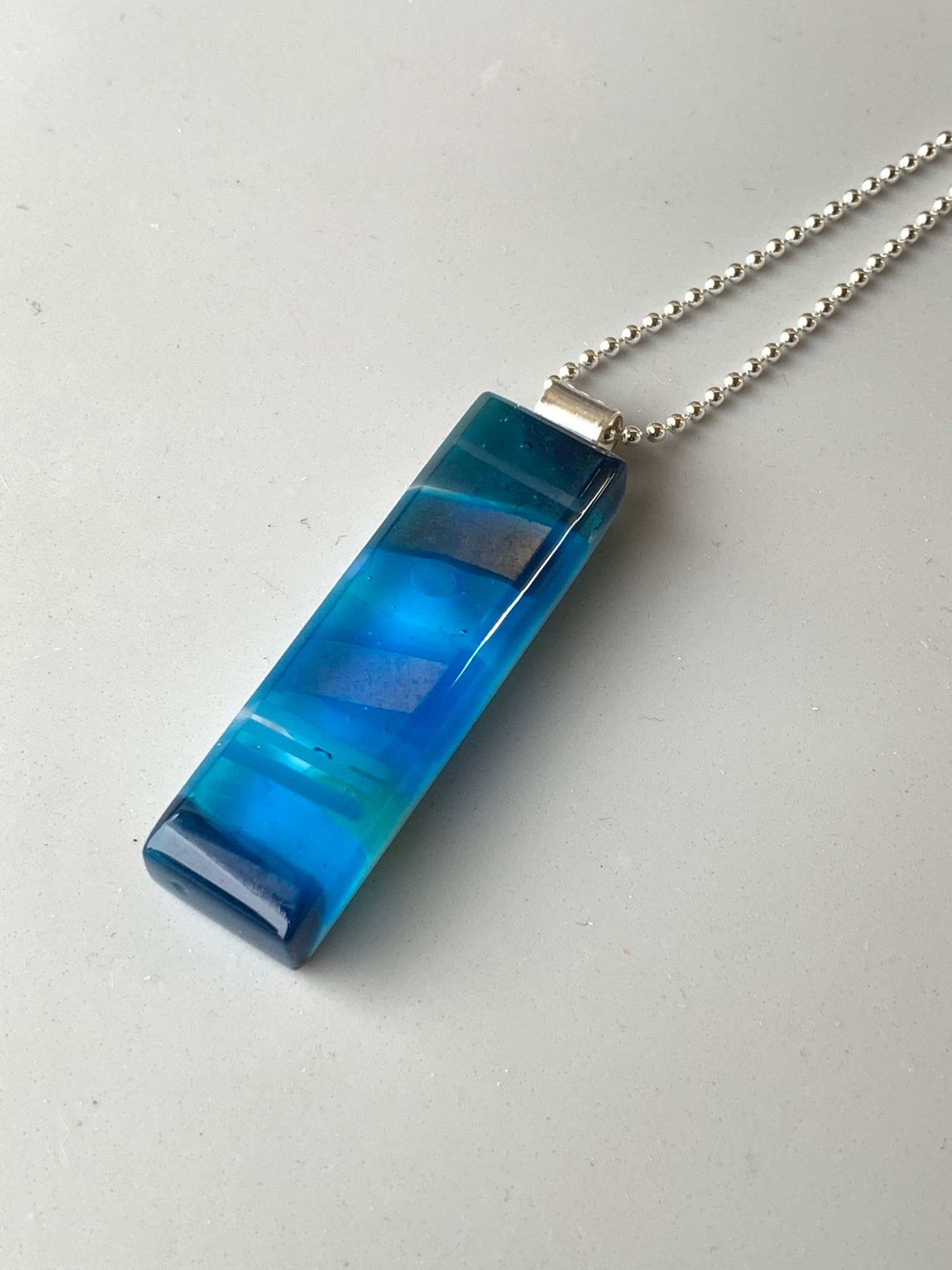 Turquoise Blue Impressions Glass Necklace - Etsy