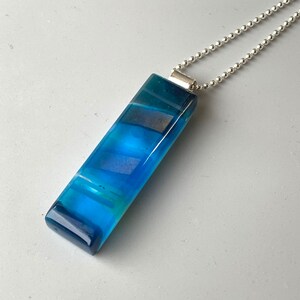 Turquoise Blue Impressions Glass Necklace - Etsy