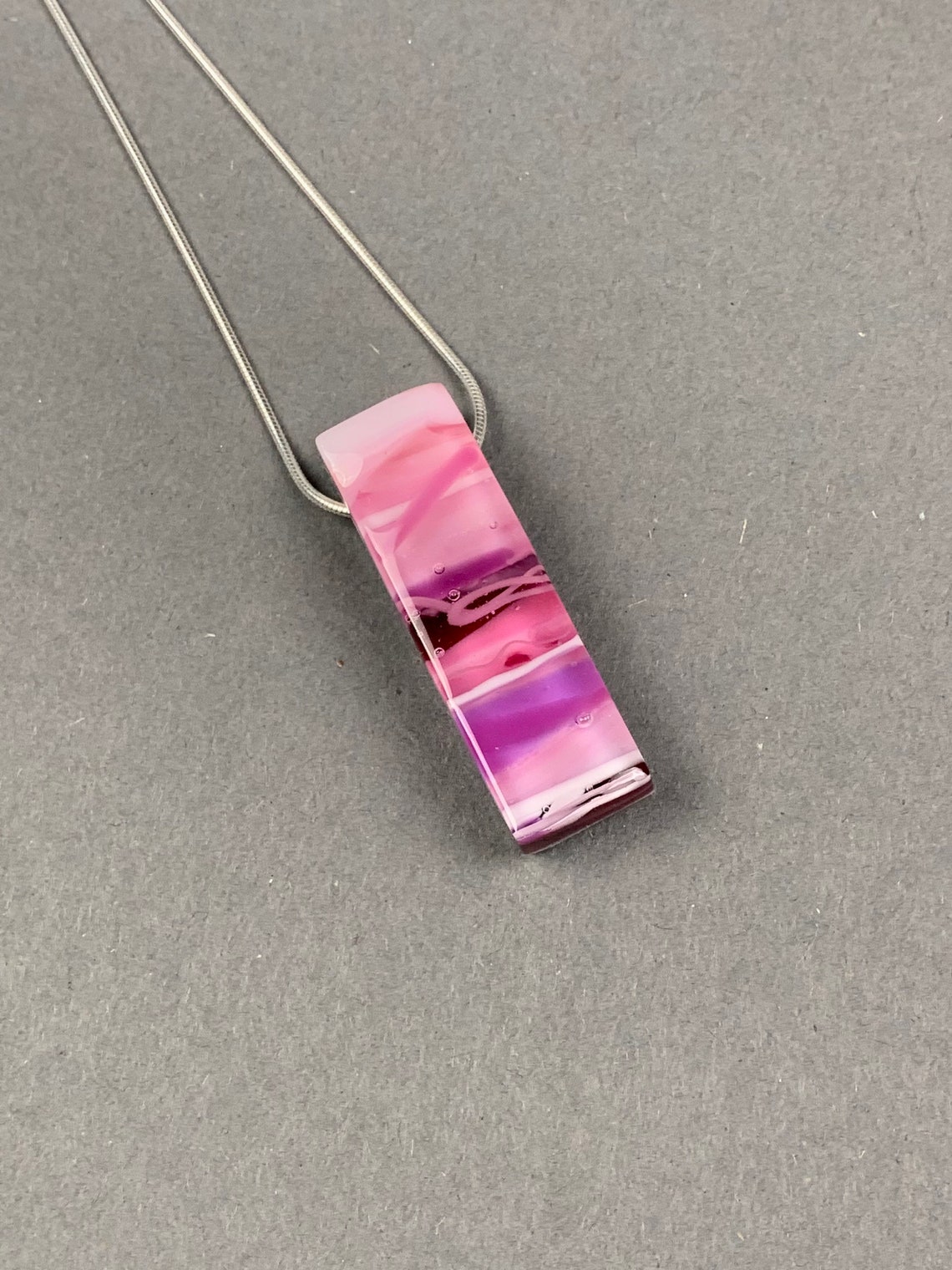 Pink Glass Channel Pendant - Etsy