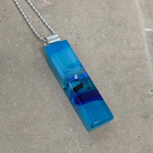 Turquoise Blue Impressions Glass Necklace - Etsy