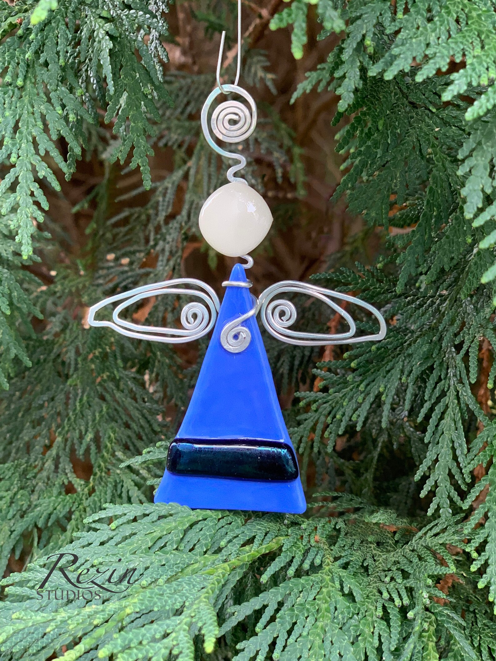 Blue Glass Angel Ornament - Etsy