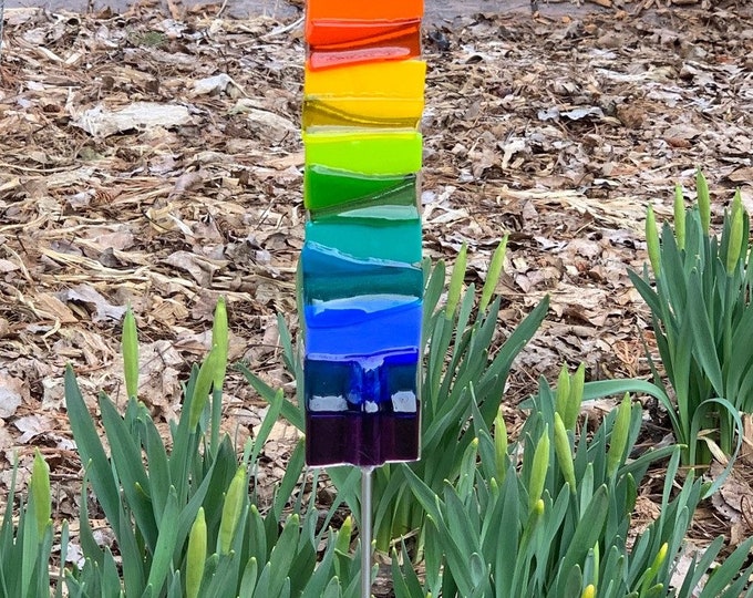 Rainbow Glass Garden Art - Etsy