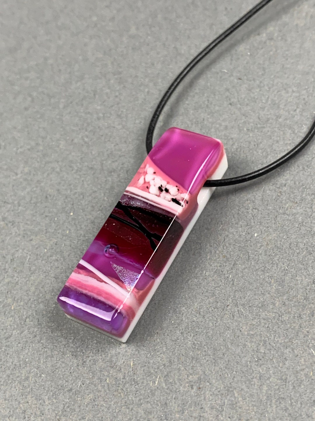 Pink Glass Channel Pendant - Etsy