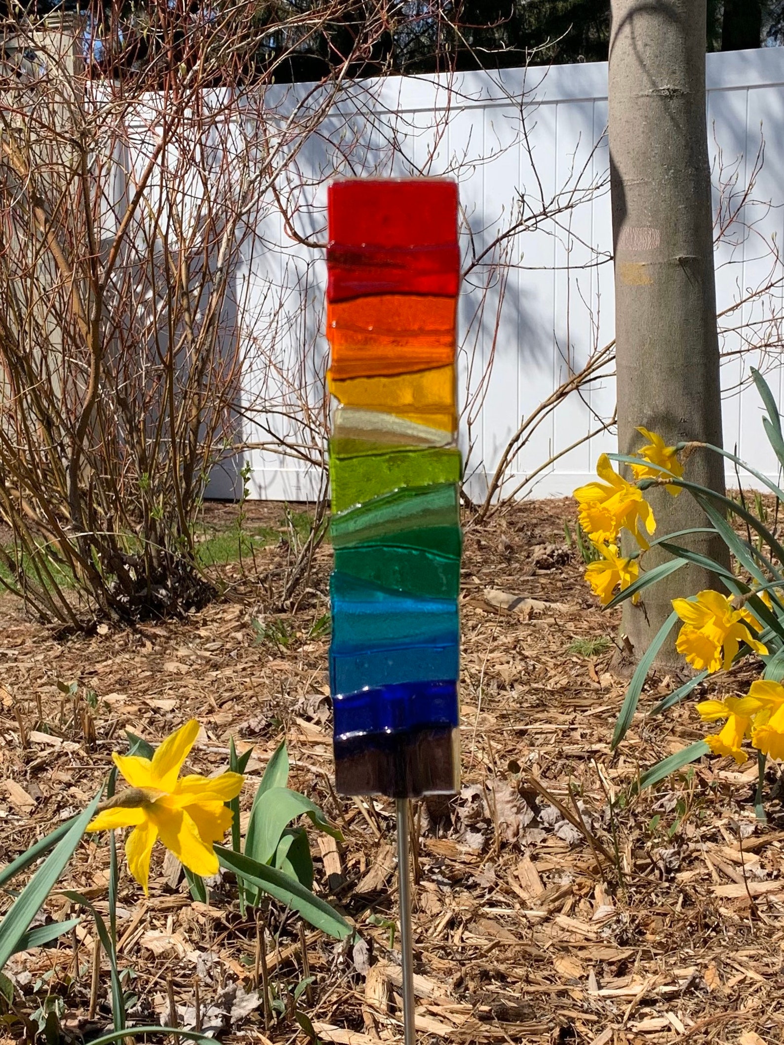Rainbow Glass Garden Art - Etsy