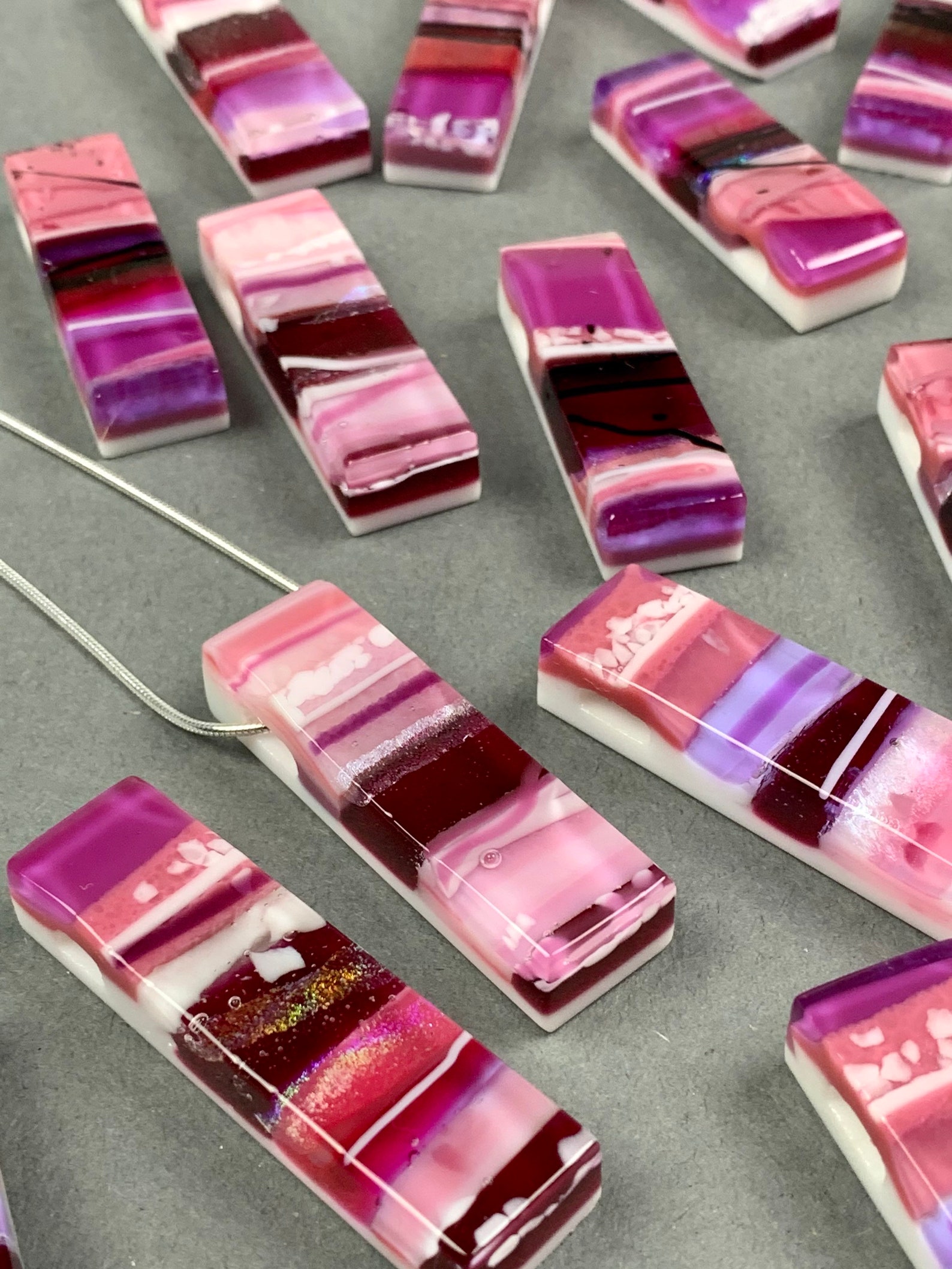 Pink Glass Channel Pendant - Etsy