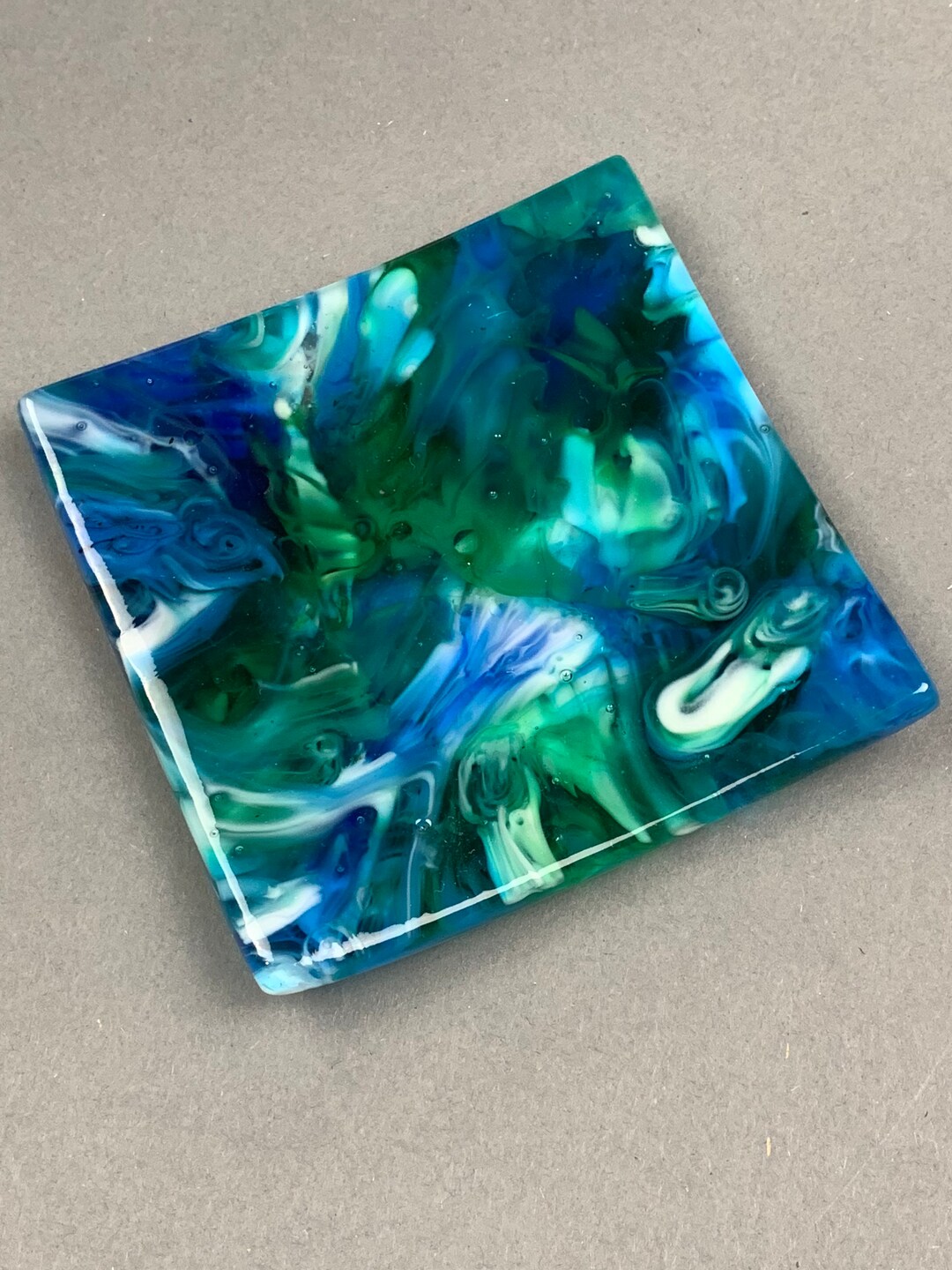 Blue and Green Swirled Glass Plate - Etsy