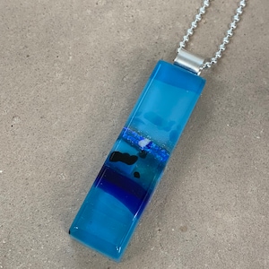 Turquoise Blue Impressions Glass Necklace - Etsy