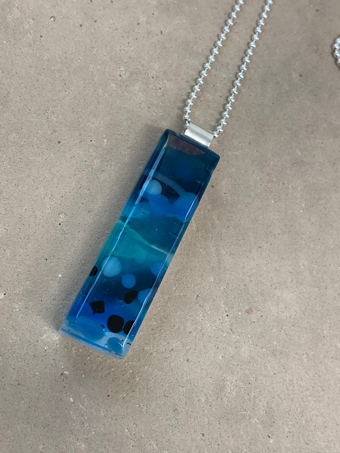 Turquoise Blue Impressions Glass Necklace - Etsy
