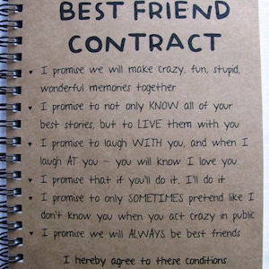 Realistic Best Friend Contract - 5 X 7 Journal - Etsy