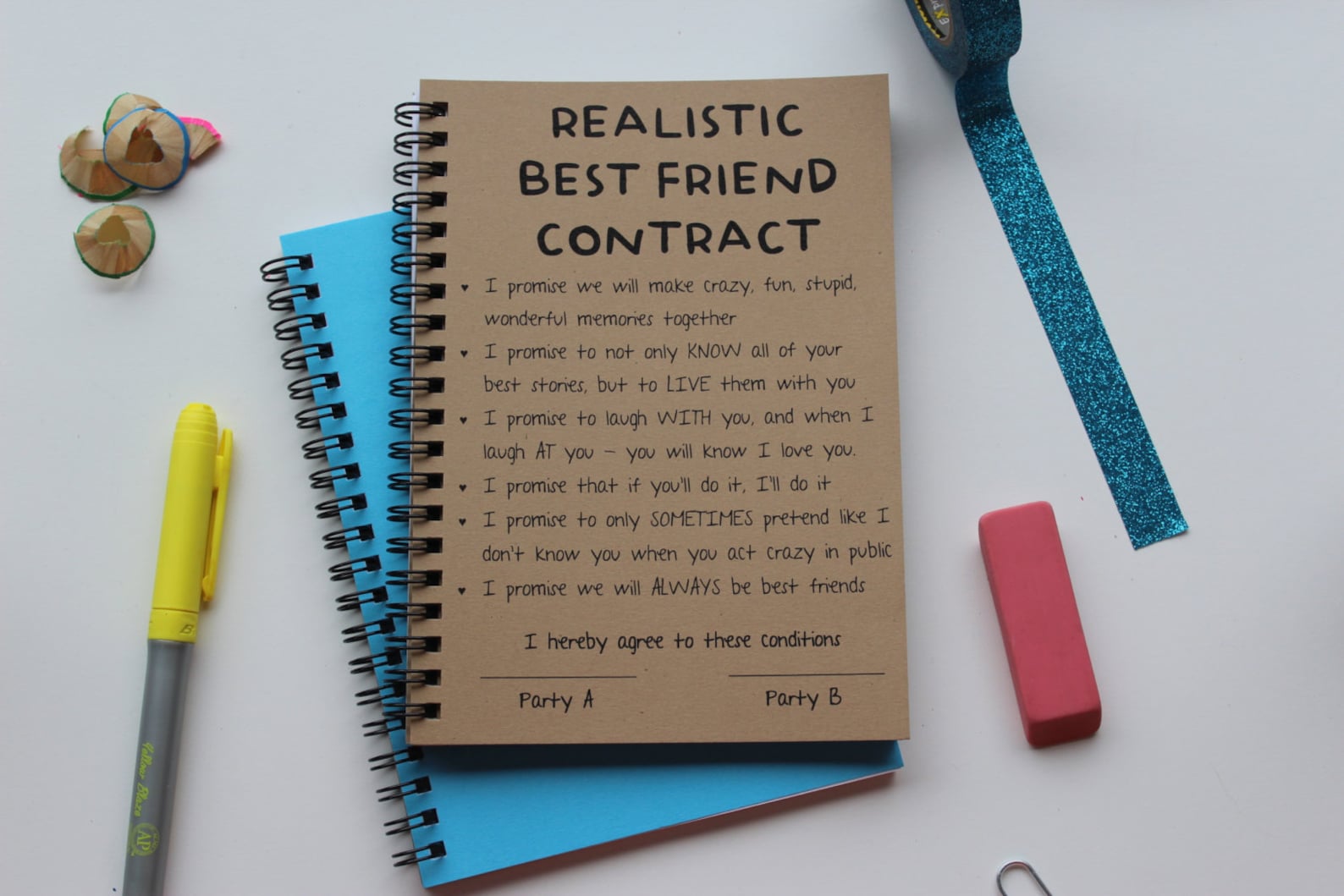 Realistic Best Friend Contract - 5 X 7 Journal - Etsy