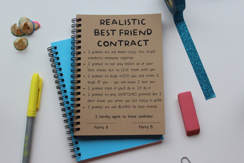 Realistic Best Friend Contract - 5 X 7 Journal - Etsy