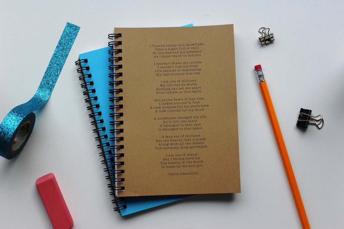Floated Lonely as a Snowflake Poetry Journal 5 X 7 Journal - Etsy