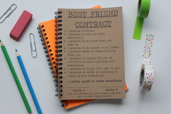 Best Friend Contract 5 x 7 journal | Etsy
