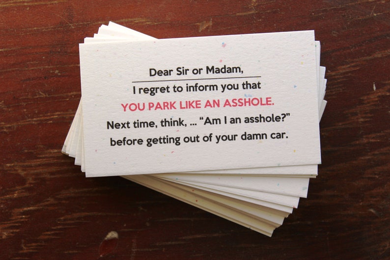 Parking Card (rude Humor) - Funny Business Cards- Boxed Set of 50- Your ...