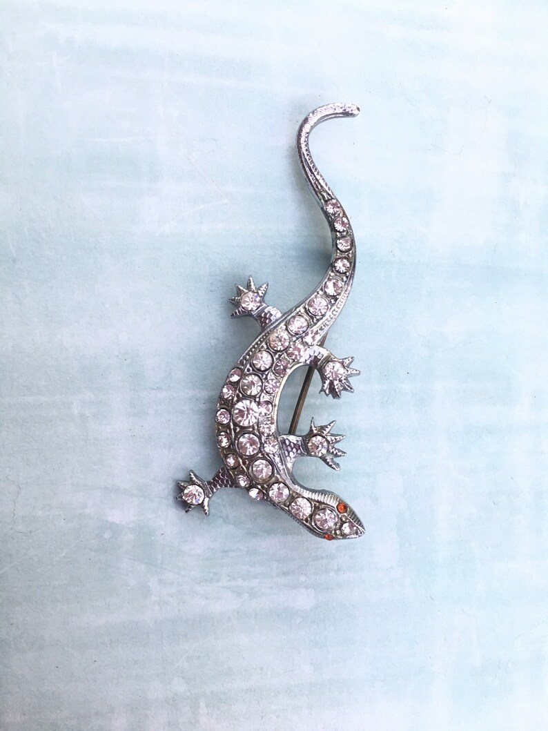 Lizard Brooch Vintage Pin Brooch Pin Rhinestones Brooch - Etsy